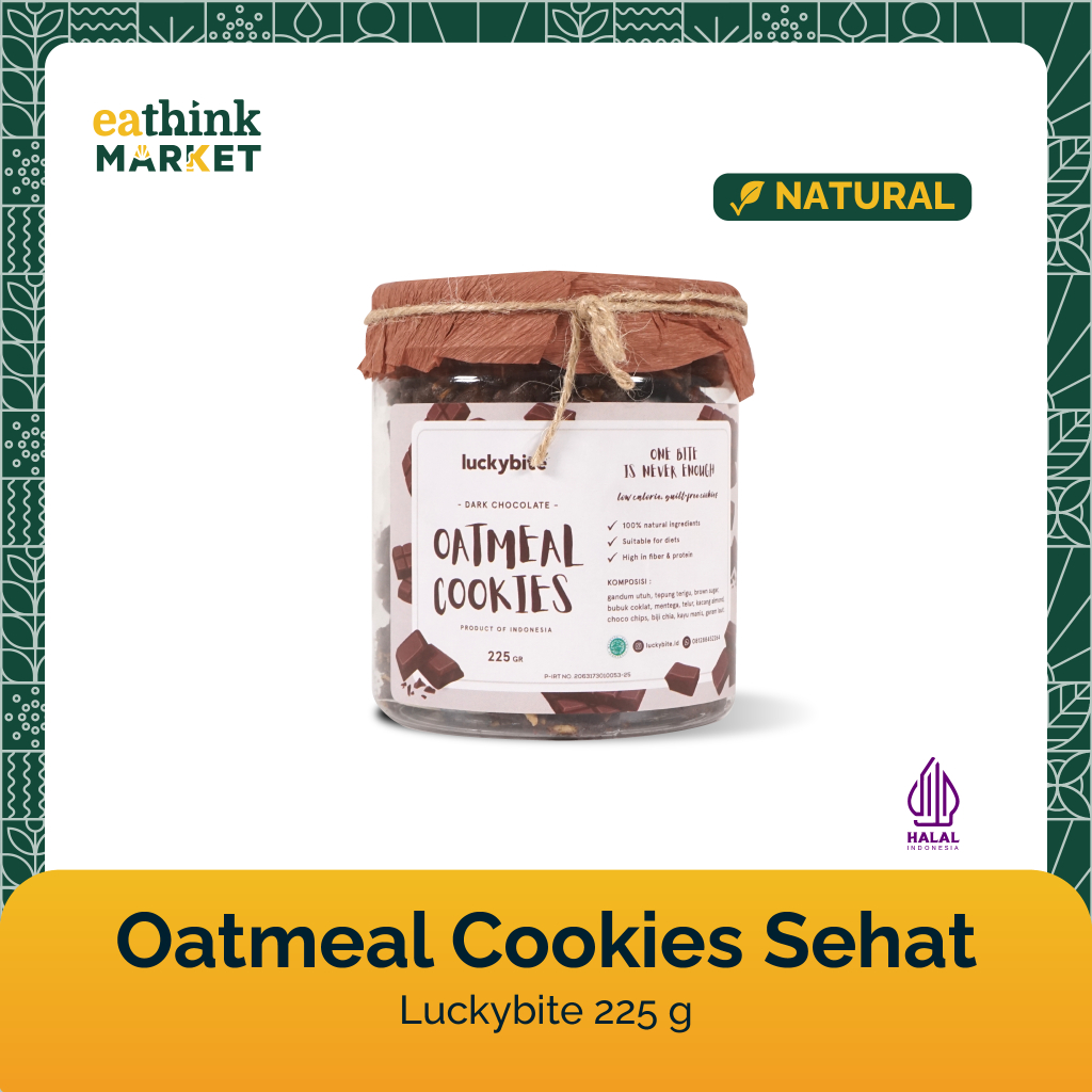 Jual Dark Choco Oatmeal Cookies Sehat Rendah Kalori - Luckybite 225 g ...