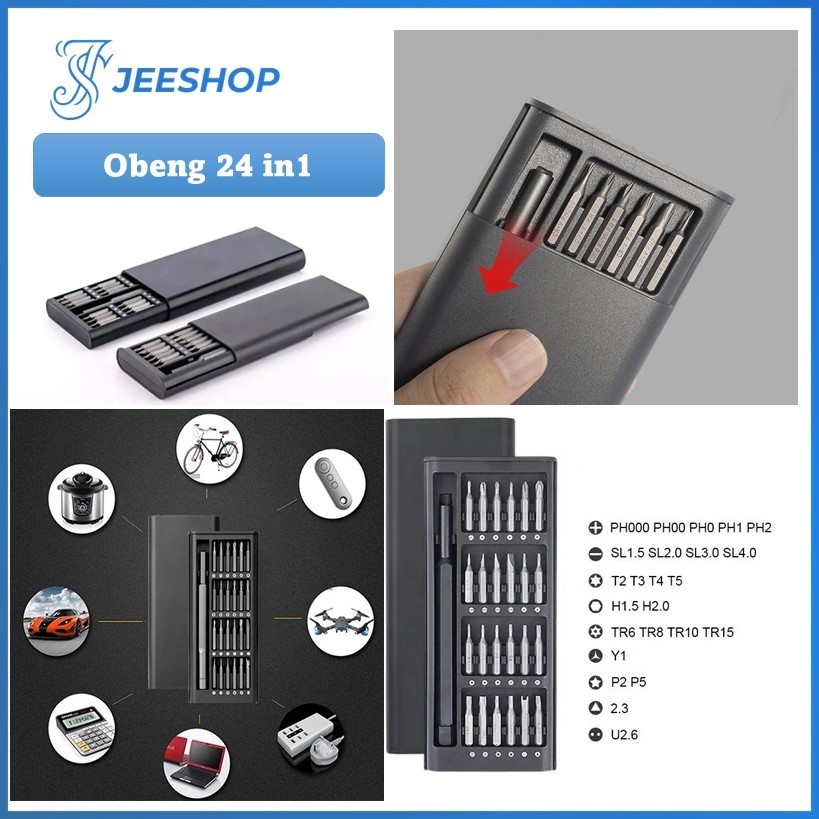 Jual Obeng Set 24 in 1 Obeng Magnetic Bits Screwdriver Kit Hardware ...
