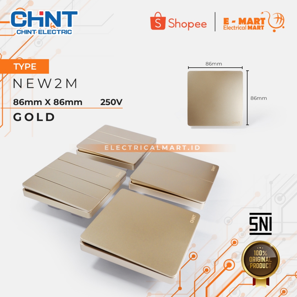 Jual CHiNT NEW 2M Stop Kontak Socket Saklar Gold Emas ELEGAN | Shopee ...