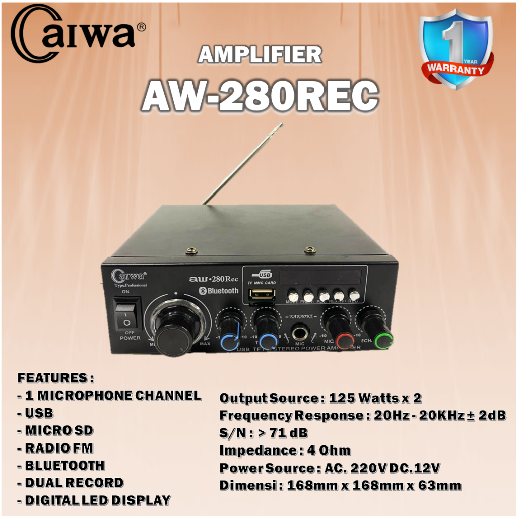 Jual CAIWA AMPLIFIER AUDIO AW-280 DIGITAL AMPLIFIER KARAOKE | Shopee ...