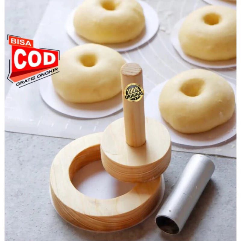 Jual 1Set cetakan donat bulat bahan kayu jatii belanda / donat ukuran ...