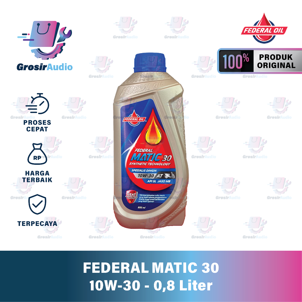 Jual FEDERAL MATIC 30 SAE 10W-30 API SL JASO MB AT 0,8 LITER / VARIAN ...