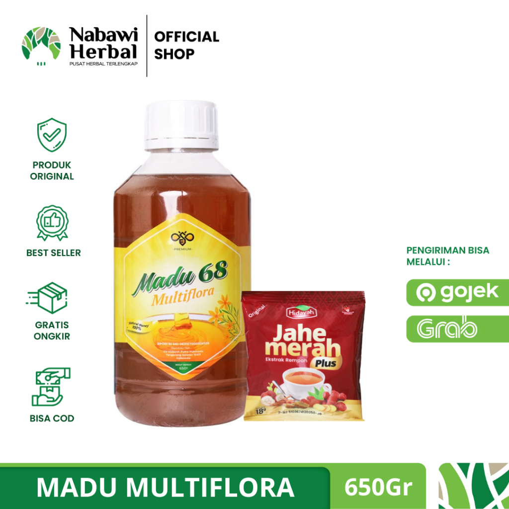 Jual Madu Multiflora 650Gr - Madu 68 Free Jahe Merah Hidayah 1 Pcs ...