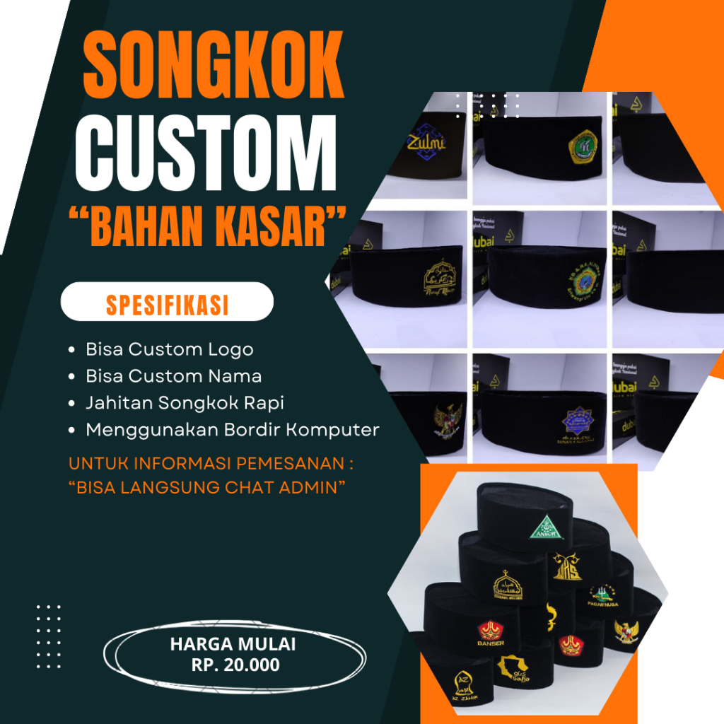 Jual Peci Songkok Kopiah Custom Logo Pesantren Sekolah Madrasah ...