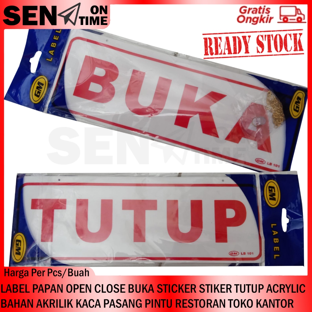 Jual LABEL PAPAN TULISAN TEKS OPEN CLOSE BOLAK BALIK STIKER BUKA TUTUP ...