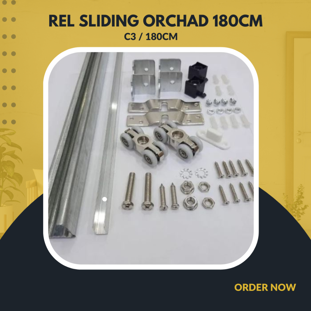 Jual Sliding Track Orchad | Rel Pintu Orchad | Rel Pintu Geser C3 - 180cm | Shopee Indonesia