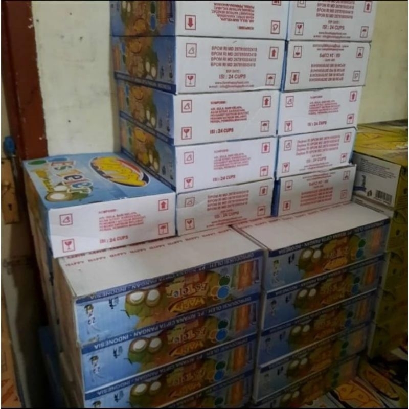 Jual Happy Es Teler Minuman Rasa es teller Gelas isi 24 pcs | Shopee ...