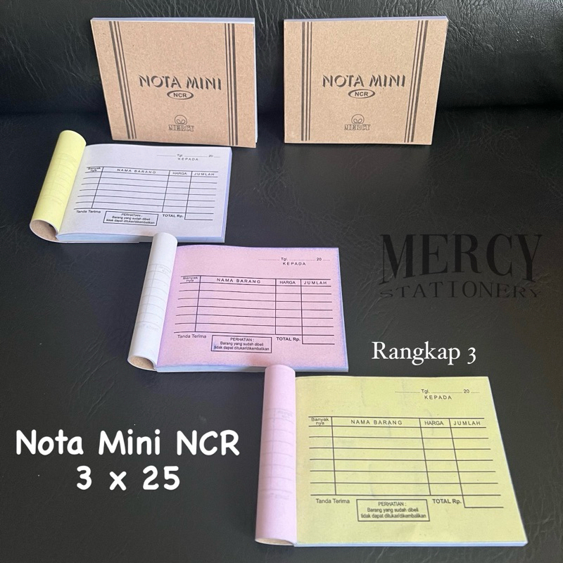 Jual NOTA MINI Mercy Biasa & NCR Rangkap 2 dan 3 Nota Olshop 25 Set 50 ...