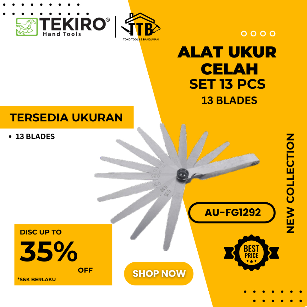 Jual Tekiro Alat Ukur Celah / Feeler Gauge 13bilah / Alat Ukur Bengkel ...