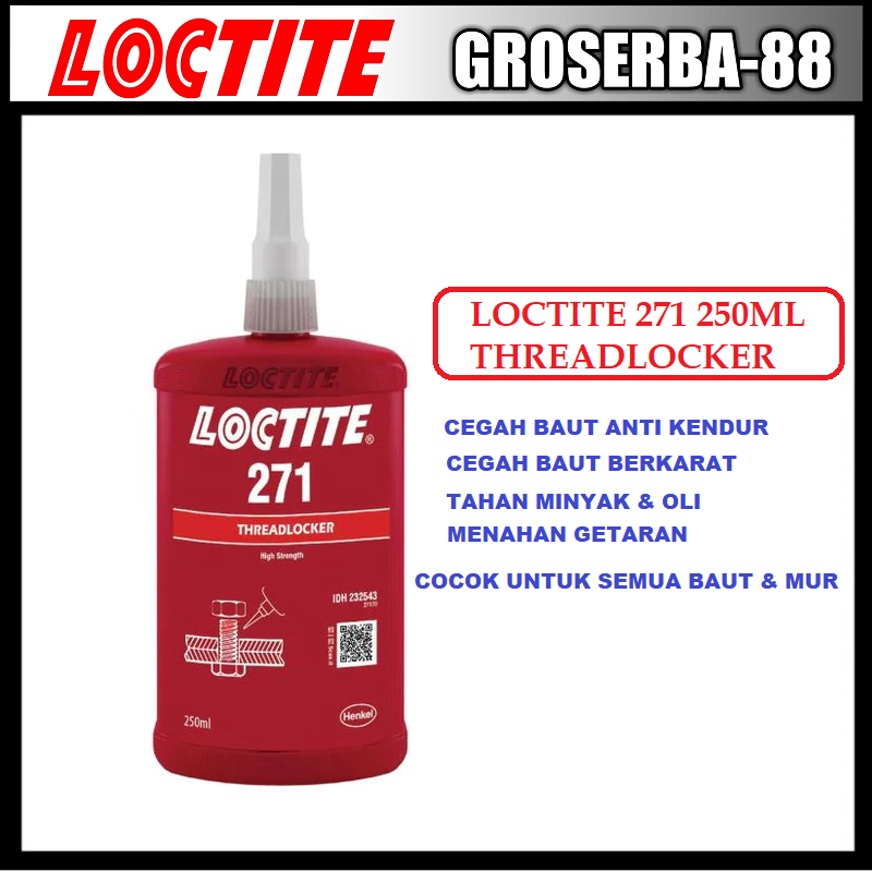 Jual Loctite 271 250ml THREADLOCKER HIGH STRENGTH Lem Baut 271 250ml ...