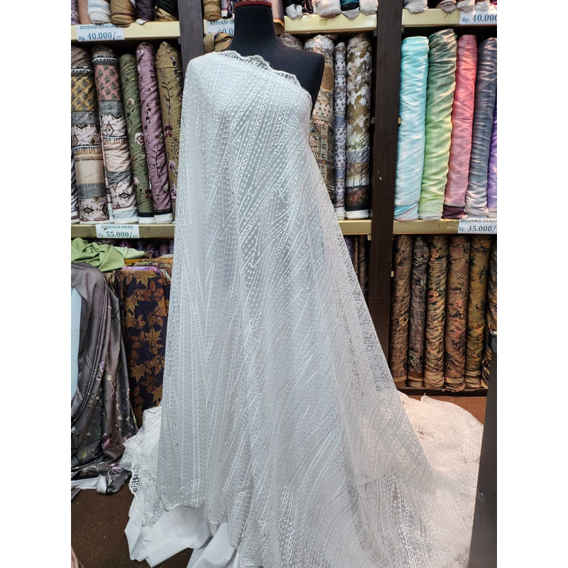 Jual TULLE SKYE/BAHAN KAIN TULLE BORDIR/KAIN BRUKAT TILLE | Shopee ...