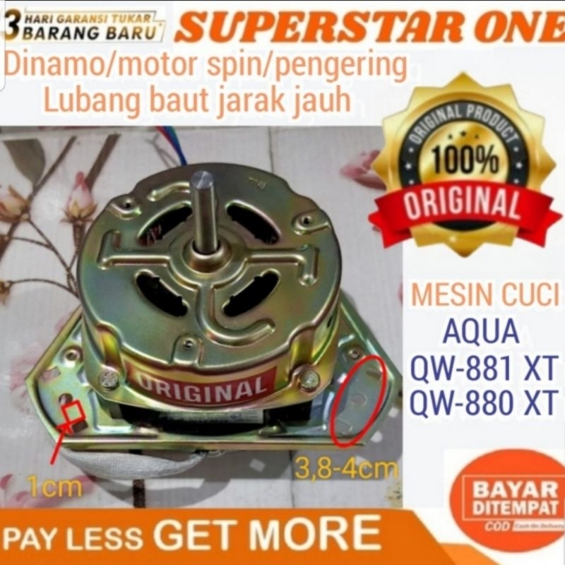 Jual Dinamo/motor mesin cuci AQUA QW-880 XT/QW-881 XT DINAMO SPIN/PENGERING LUBANG BAUT JARAK ...