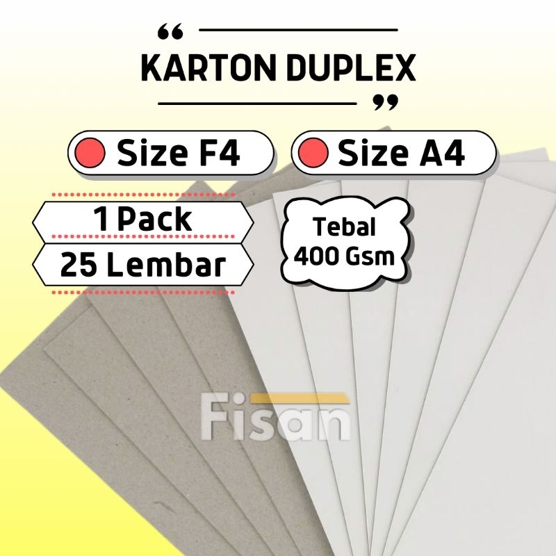 Jual 25 Lembar Karton Duplex 400gsm A4 F4 | Shopee Indonesia