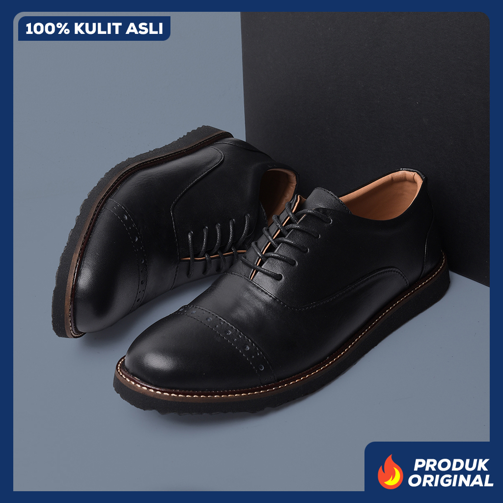 Jual JAZZ 01 BLACK ORIGINAL x REYL MAN Sepatu Formal Kulit Sapi Asli ...