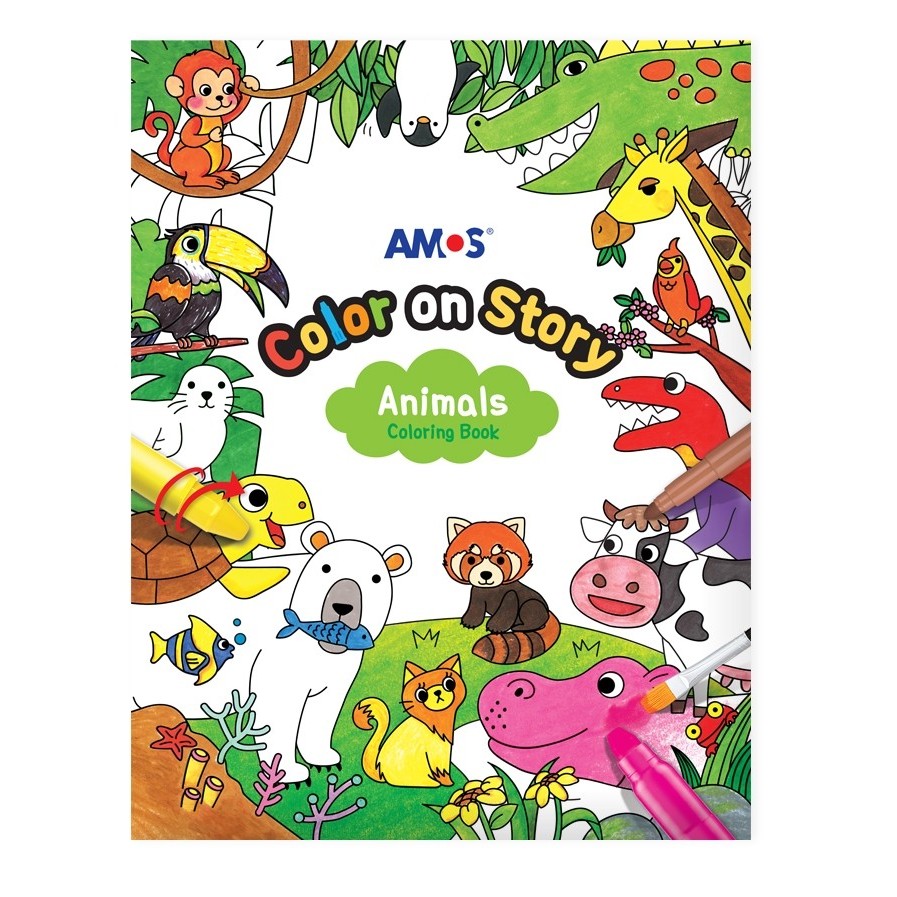 Jual Buku Mewarnai Amos Colour on Story- Animals Colouring Book ...