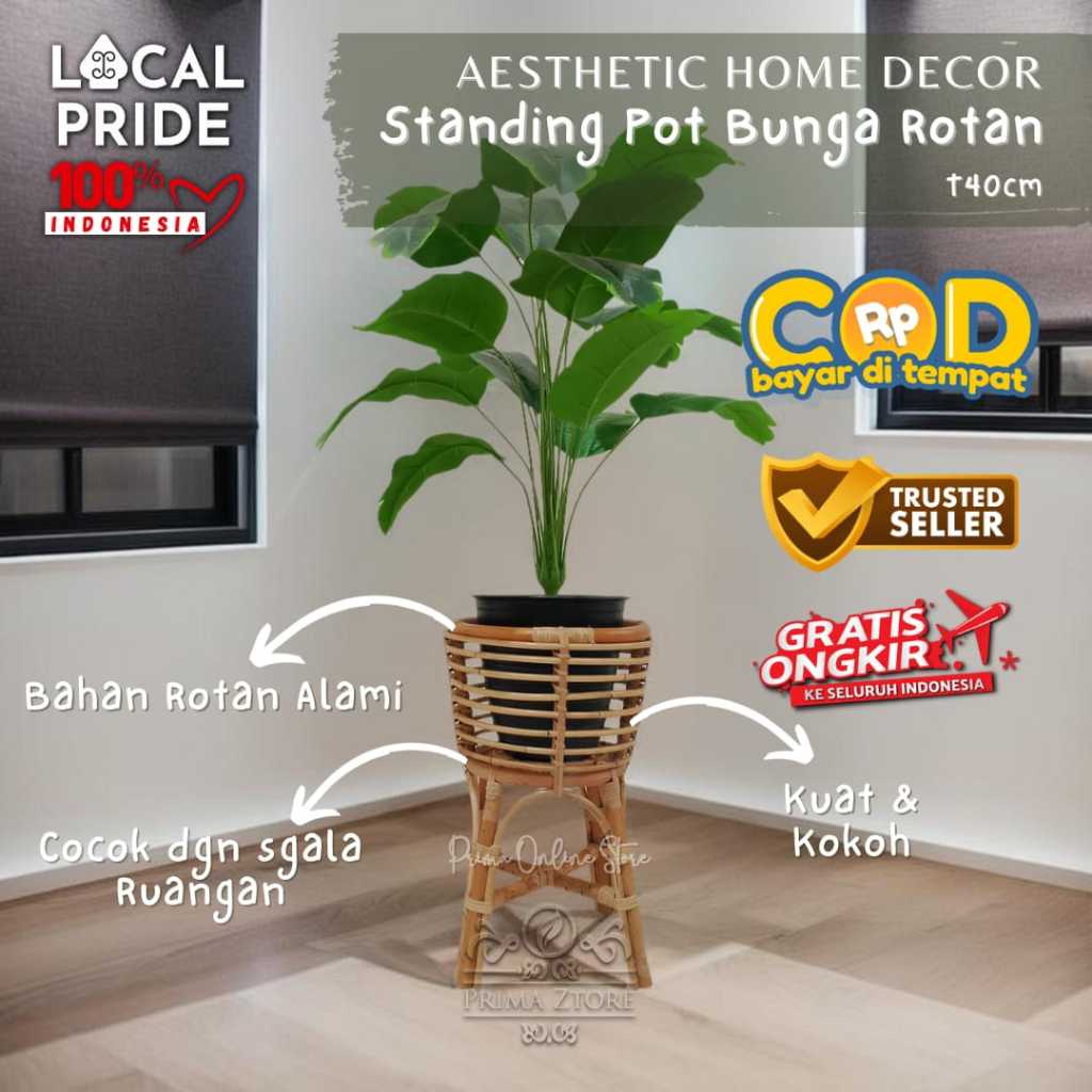 Jual 40CM STANDING POT VAS BUNGA ROTAN DAN PLANTER UNTUK PERLENGKAPAN ...