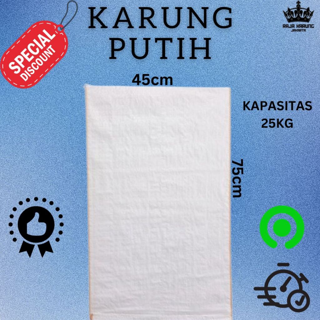 Jual Karung Beras Putih BARU 25 KG karung plastik 45cm X 75cm TOP ...