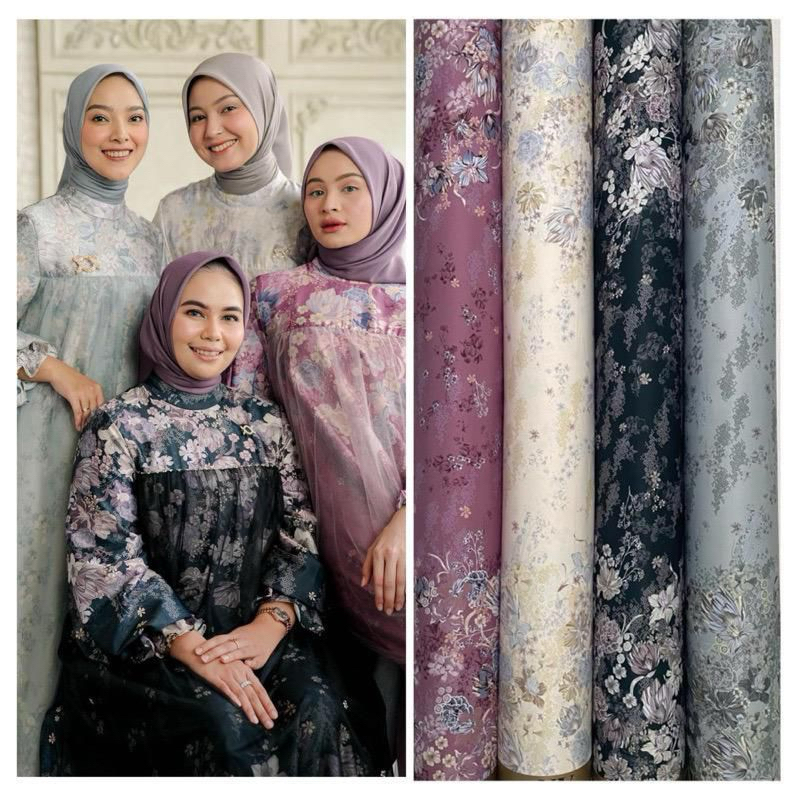 Jual Bahan kain zera silk | motif anyelir wearing klambi | bahan kain ...