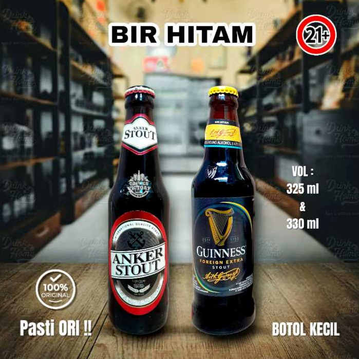 Jual BEER BIR HITAM ANGKER STOUT 330ML & BlR HITAM GUINNESS 325ML ...