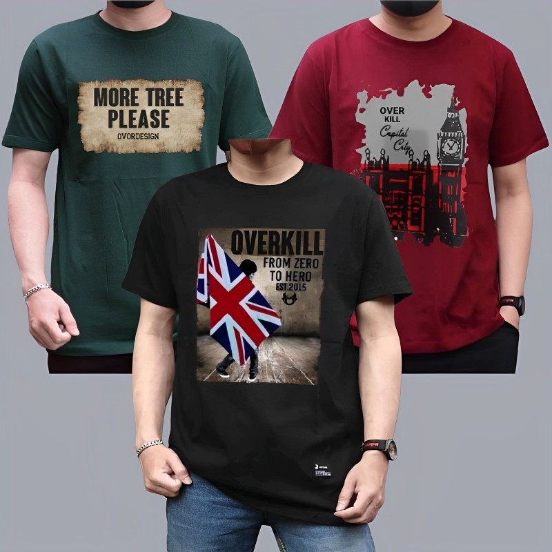Jual (Isi 3pcs)Kaos Distro Kaos pria lengan pendek Kaos pria distro ...