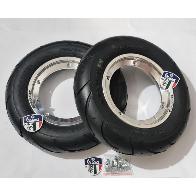 Jual paket ban velg tubeless vespa ring 10 ban tubeless swallow delitire S 224 velg Vrossi vespa ...