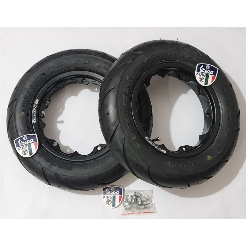 Jual paket ban velg tubeless vespa ring 10 ban tubeless swallow delitire S 224 velg Vrossi VRX ...