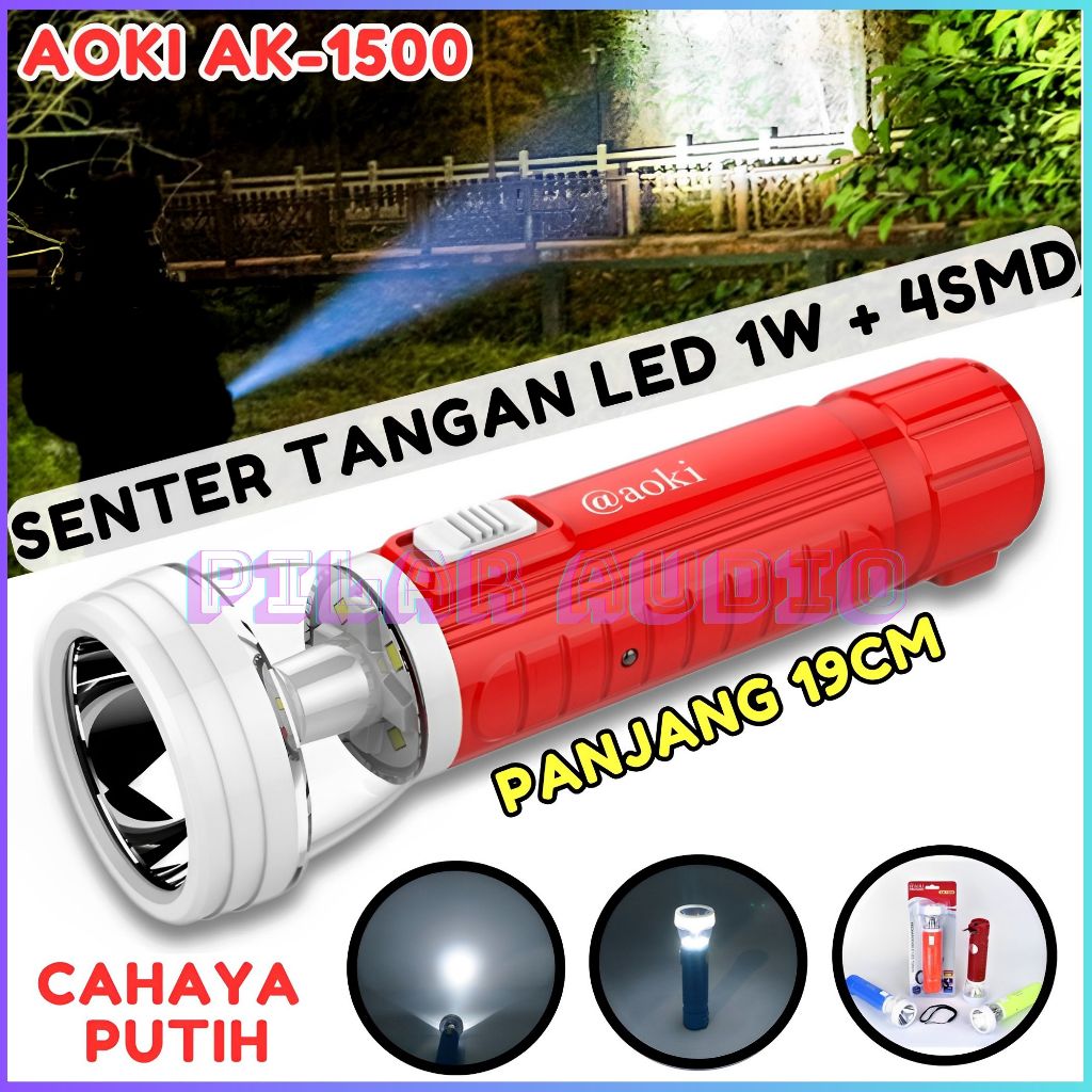 Jual AOKI Senter tangan led 1w+4led SMD rechargeable | Lampu Senter ...