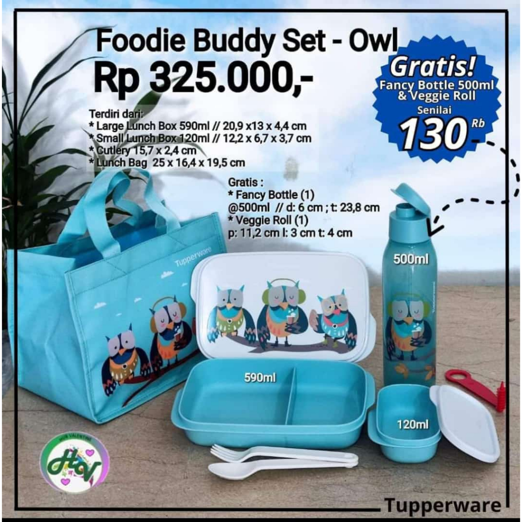 Jual Foodie buddy set rabbit and owl set bekal makanan dilengkapi ...