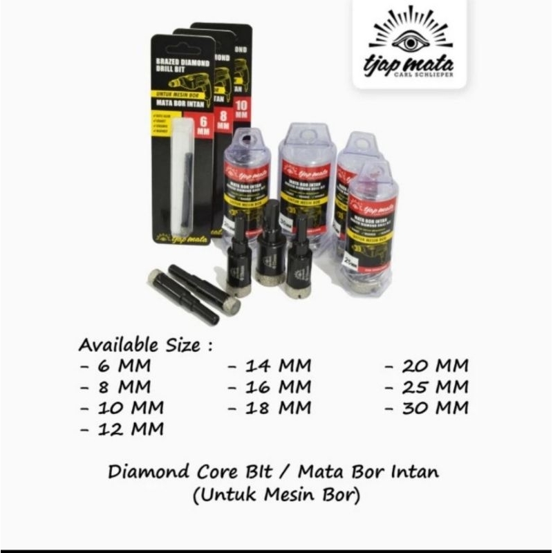 Jual Diamond Core Bit Granit Marmer 6mm 8mm 10mm 12mm 25mm 30mm Keramik ...