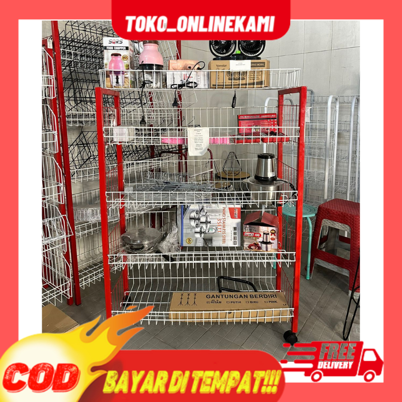 Jual Rak Serbaguna Besi Susun 5 Roda/Rak Besi/Rak Gudang/Rak Ciki Besi ...