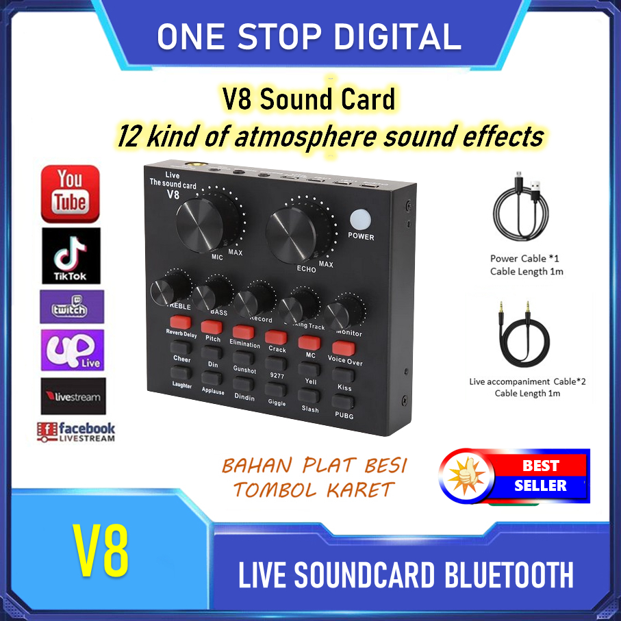 Jual Sound Card Soundcard V8 Live Audio Soundcard V8S Mixer Broadcast Recording Karaoke USB ...