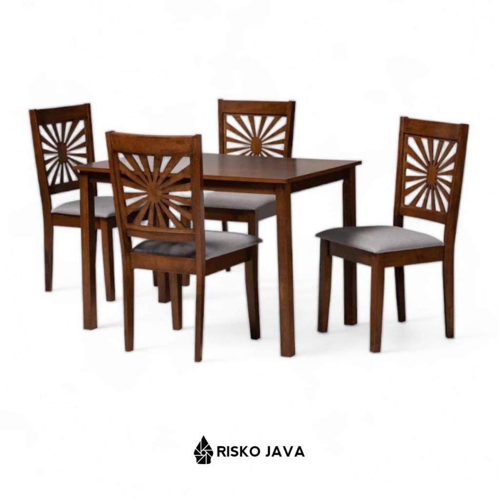 Jual Set Kursi Makan Kayu Jati / Kursi Makan Minimalis / Kursi Makan kayu Jati Minimalis 4 Kursi ...