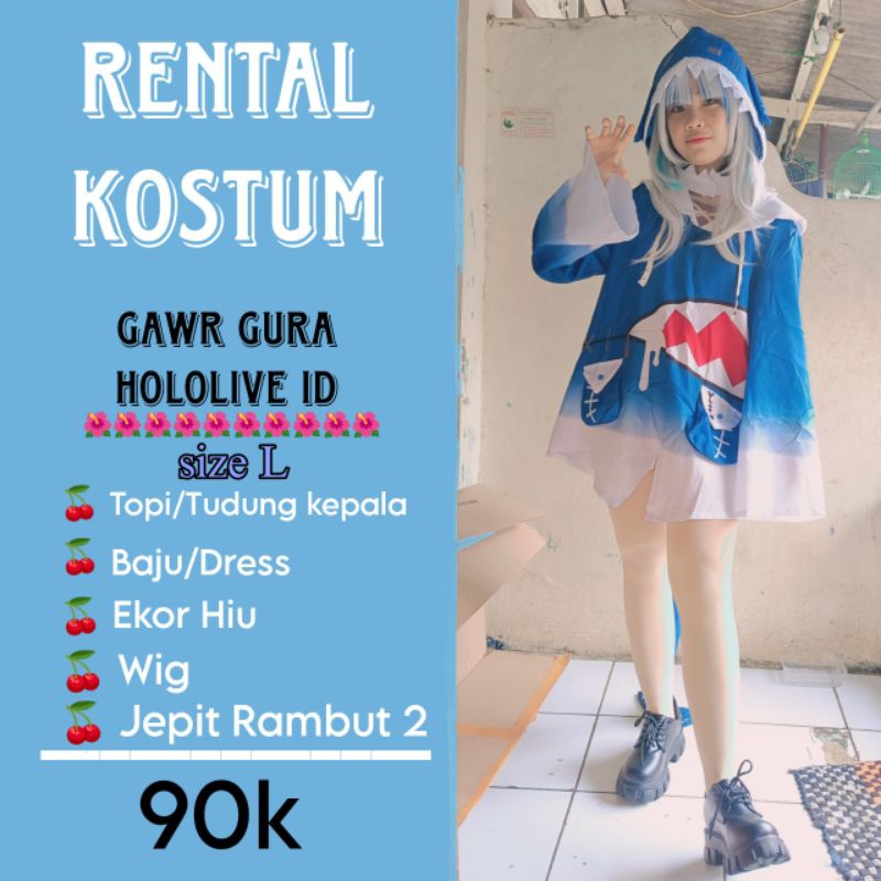 Jual Rental Costum cosplay anime hololive Gawr gura | Shopee Indonesia
