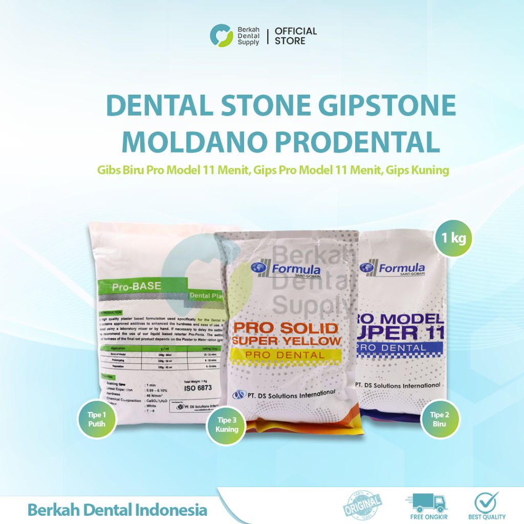 Jual Dental plaster moldano gips stone putih biru dan kuning 1kg ...