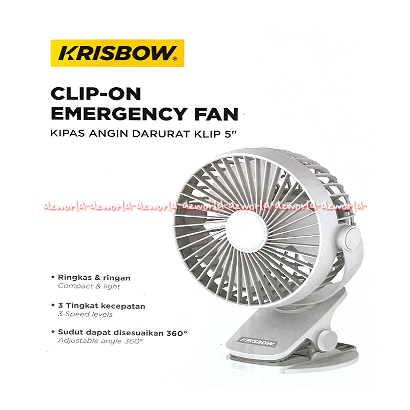 Jual Krisbow Portable Mini Fan Clip 5inch Kipas Angin Meja Darurat Klip ...