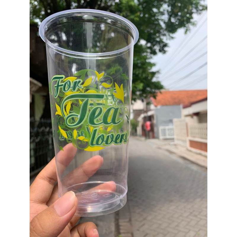 Jual GELAS PLASTIK 22 OZ. 22OZ MOTIF ICE TEA BENING DATAR BESAR ES SLIM ...