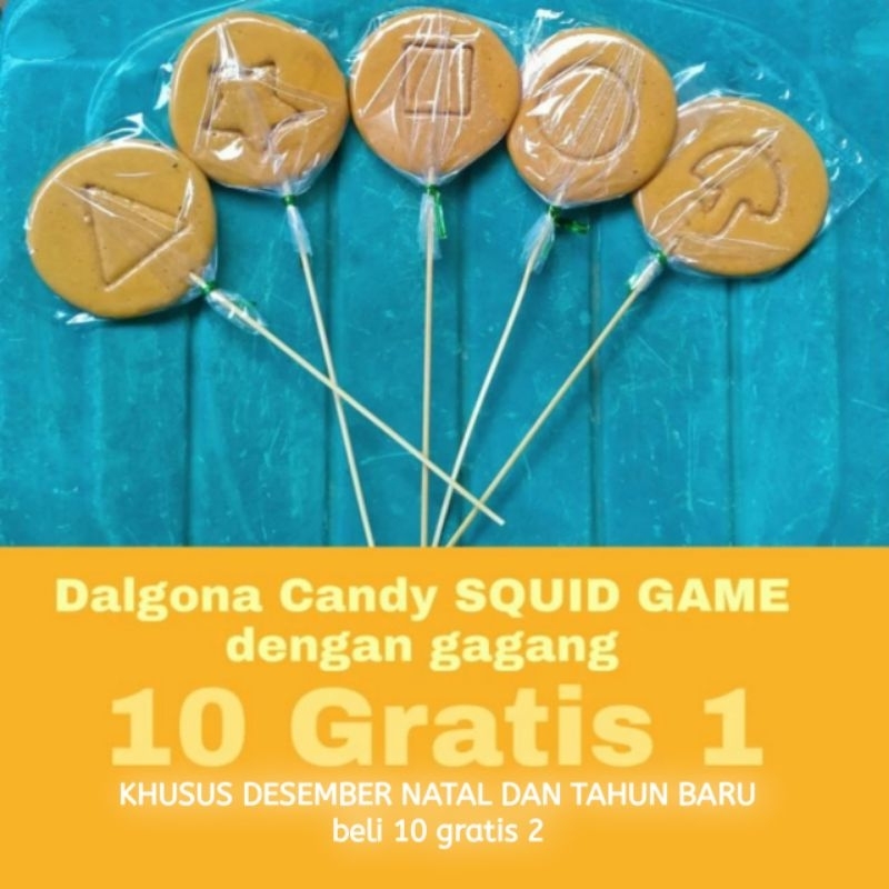 Jual Dalgona Candy SQUID GAME || Permen dalgona dengan gagang seperti lollipop | Shopee Indonesia
