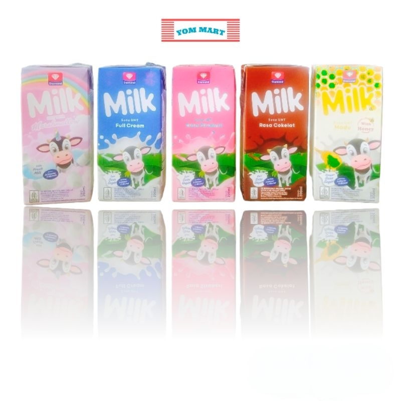 Jual DIAMOND UHT MILK RASA COKLAT, STRAWBERRY, FULL CREAM, HONEY ...