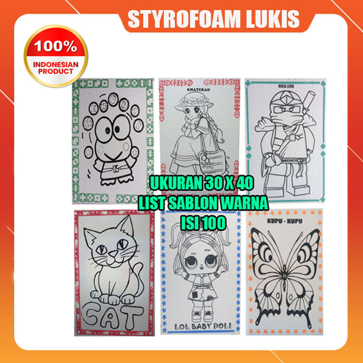 Jual Paket 100 lembar Styrofoam lukis uk 30 x 40 dengan variasi list ...