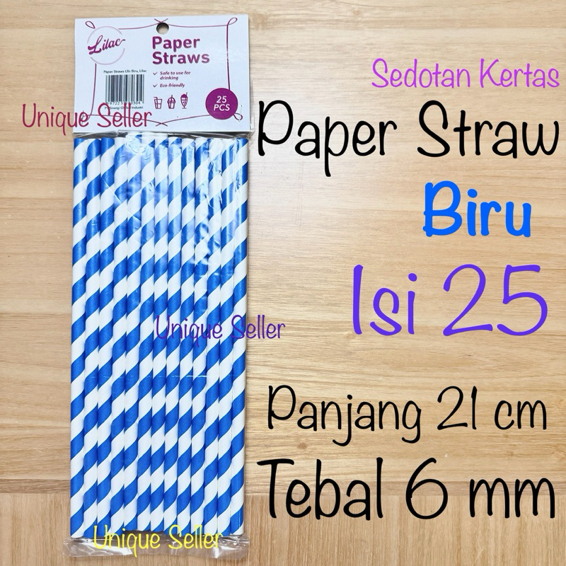 Jual [Isi25] Sedotan Kertas Paper Straw Garis Stripe Astor 21cm Tebal ...