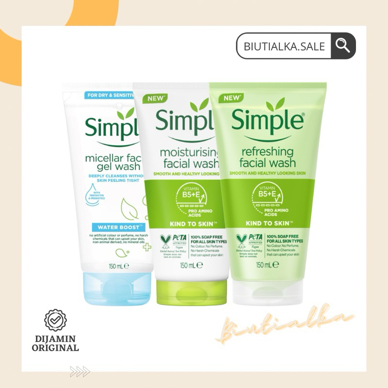 Jual SIMPLE Face Wash 150ML | Refreshing Facial Wash | Micellar Facial ...