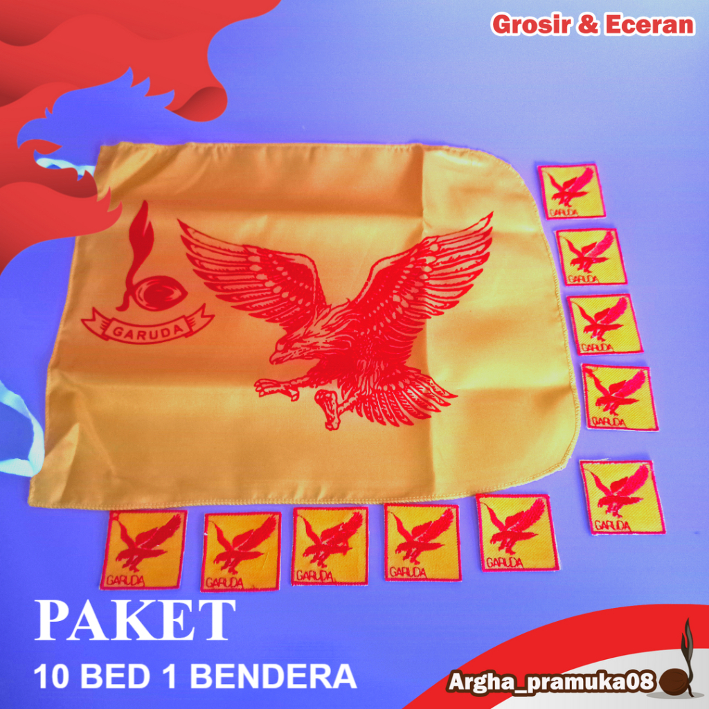 Jual Paket Tanda Regu Pramuka Putra Garuda Terbang 10 Bed 1 Bendera ...