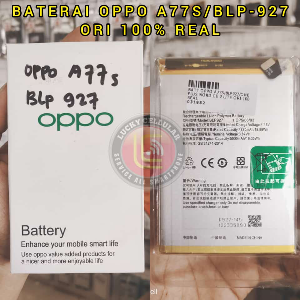 Jual BATERAI OPPO A77S / BLP-927 / ORIGINAL 100% | Shopee Indonesia