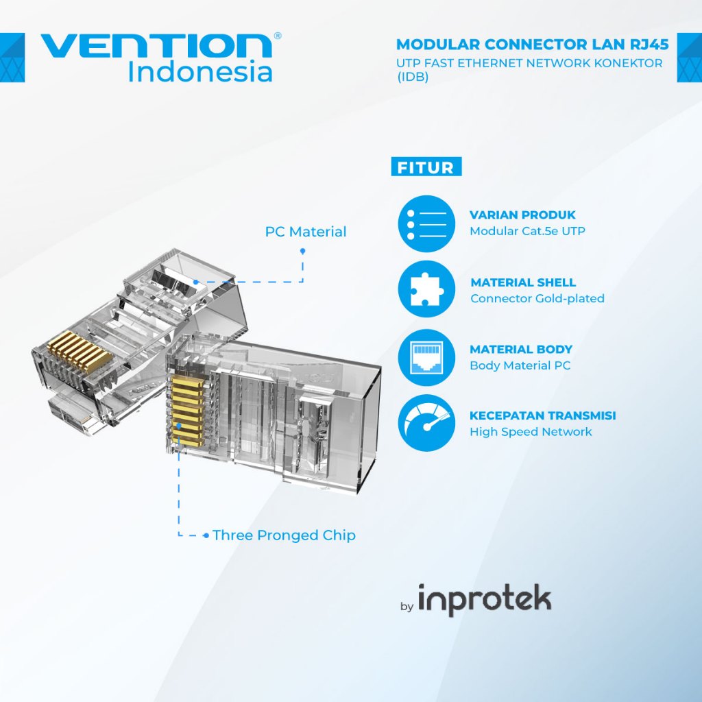 Jual Vention Modular Connector LAN RJ45 UTP Fast Ethernet Network ...