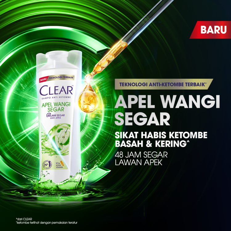 Jual CLEAR Shampoo Anti Ketombe Apel Wangi Segar, Kesegaran Tahan Lama ...