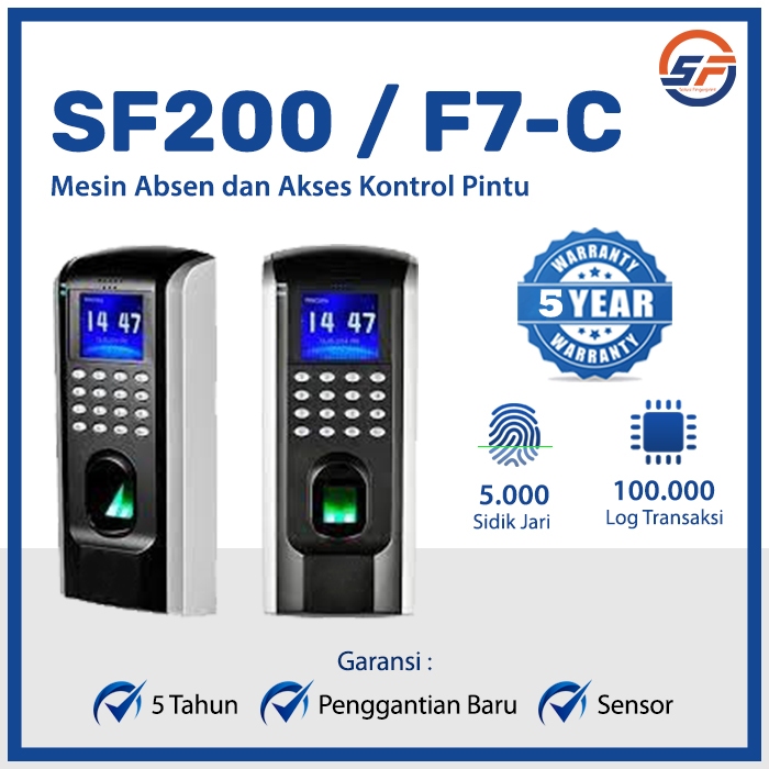 Jual Fingerprint ZKTeco SF200 F7-C Mesin Absensi & Akses Kontrol Kartu Mifare dan Kartu Proxy ...