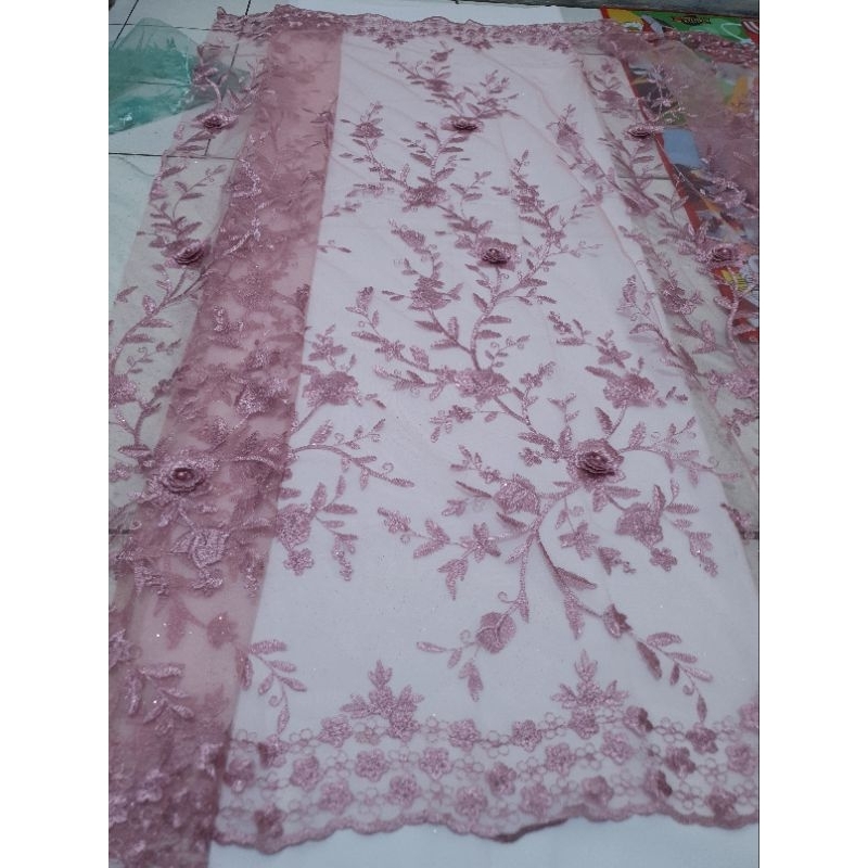 Jual Promo kain!! kain tile 3D bahan kebaya laris gaun pengantin baju ...