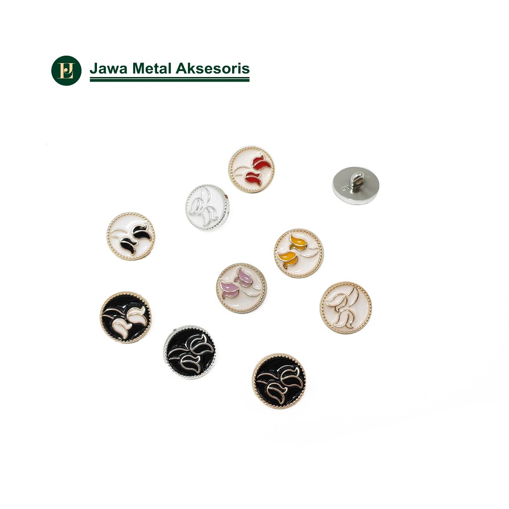 Jual Jawa Plastic Button Kancing Bulat 17.5mm Motif Bunga Unik Elegan ...