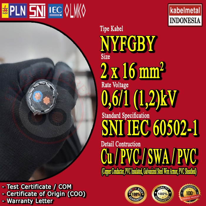 Jual Kabel NYFGBY 2x16 mm2 MERK KABELMETAL (KMI)/SUPREME/KABELINDO ...