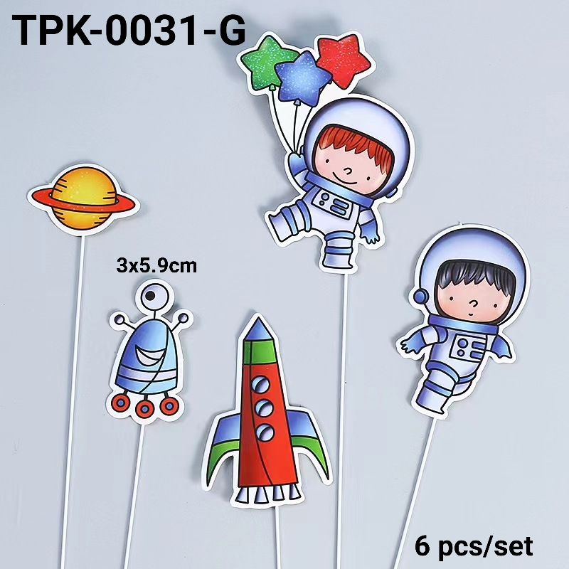 Jual TPK-0031 Topper kertas hiasan kue cake topper astronot bintang ...